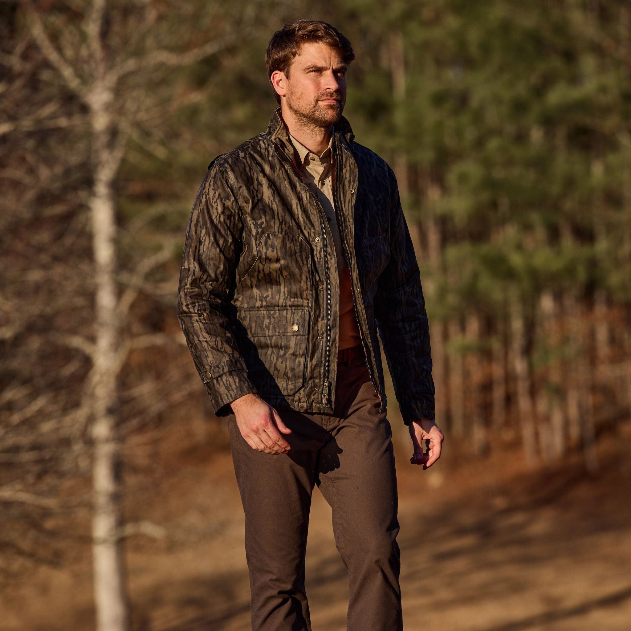 Waxed Canvas Insulated Hunting Jacket in Mossy Oak Original Bottomland ...