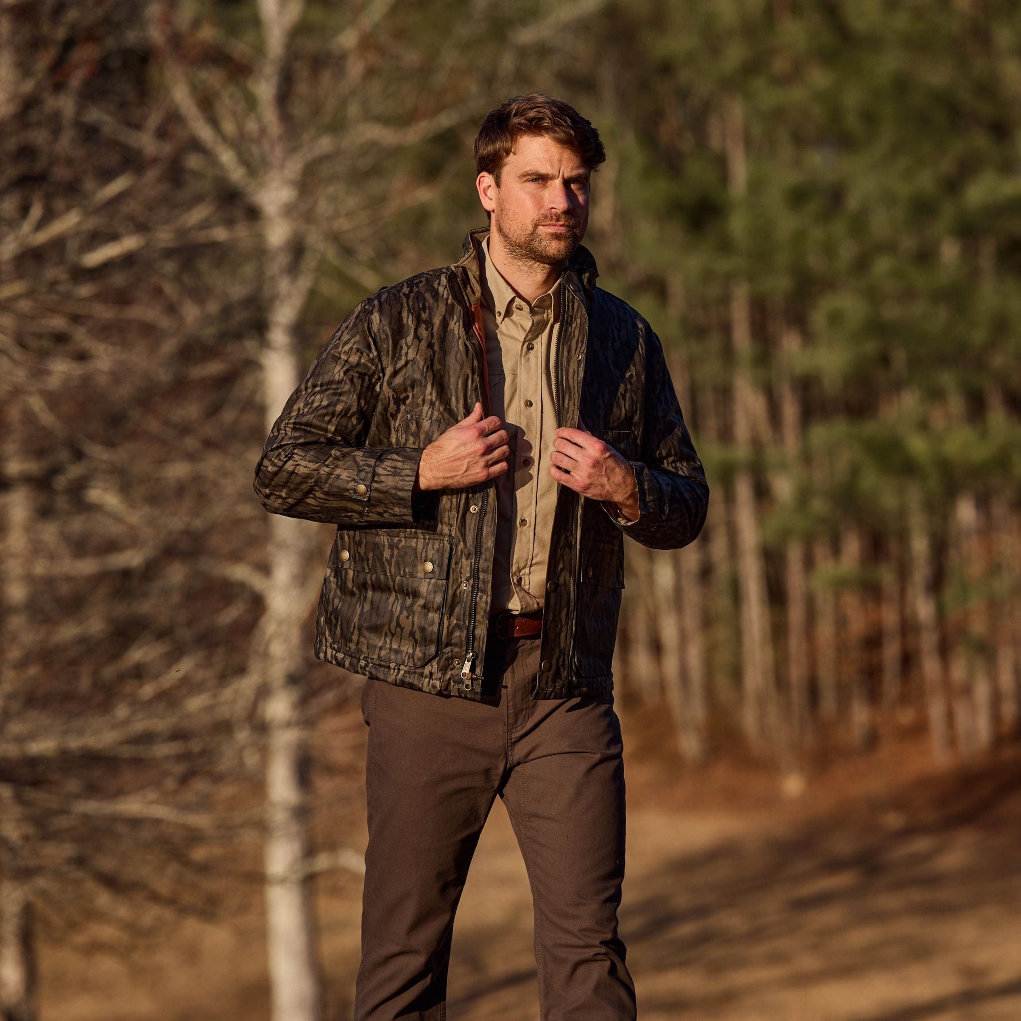 Waxed Canvas Insulated Hunting Jacket in Mossy Oak Original Bottomland ...